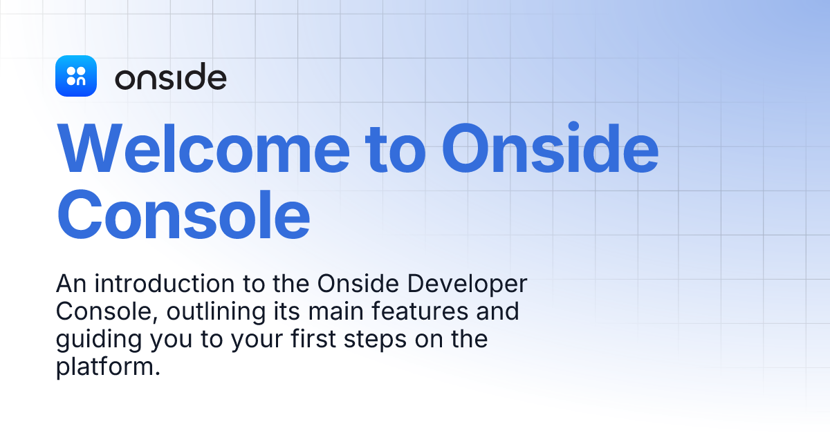 Welcome to Onside Console | Onside